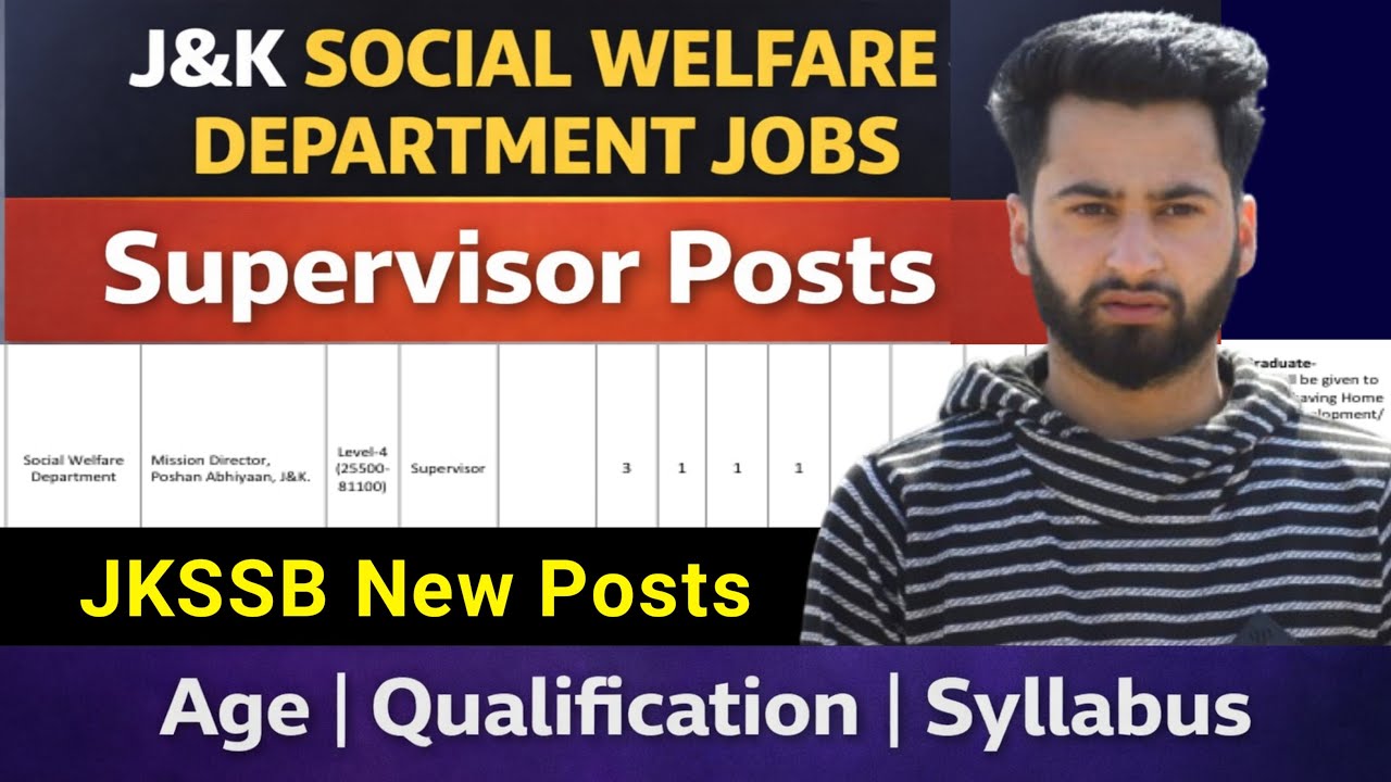 J&K Social Welfare Department Jobs - JKSSB Female Supervisor Jobs 2026🔥 ...
