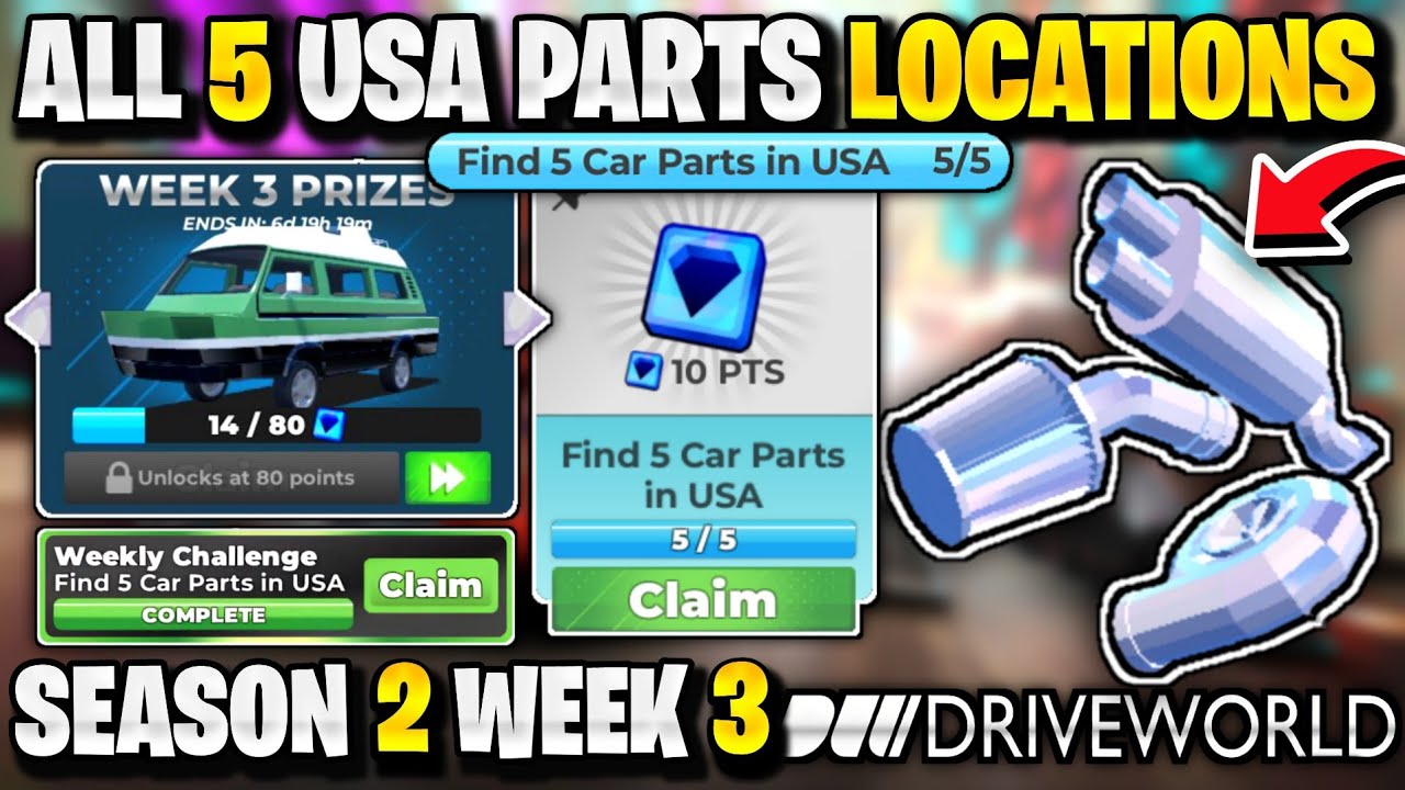 ALL 5 USA PARTS LOCATIONS IN DRIVE WORLD FOR SEASON 2 WEEK 3 QUEST ...