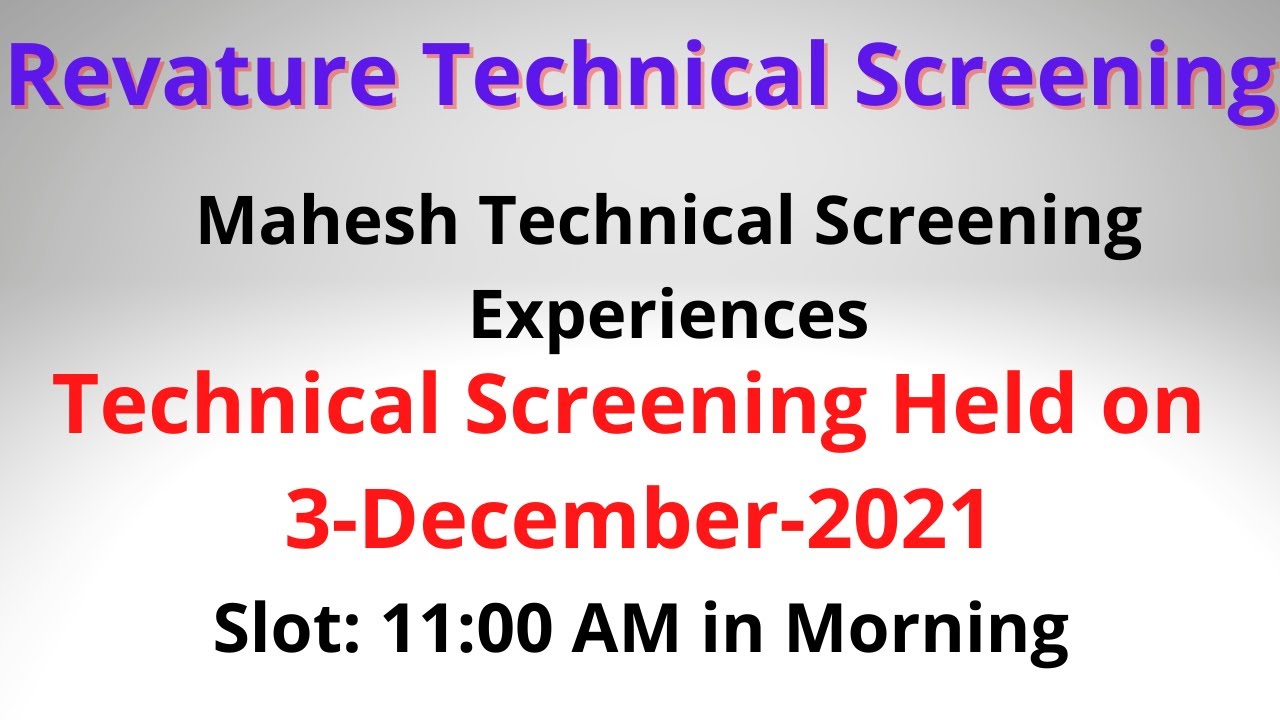 Revature Technical Screening Test || Exam held on 3-December-2021 ...