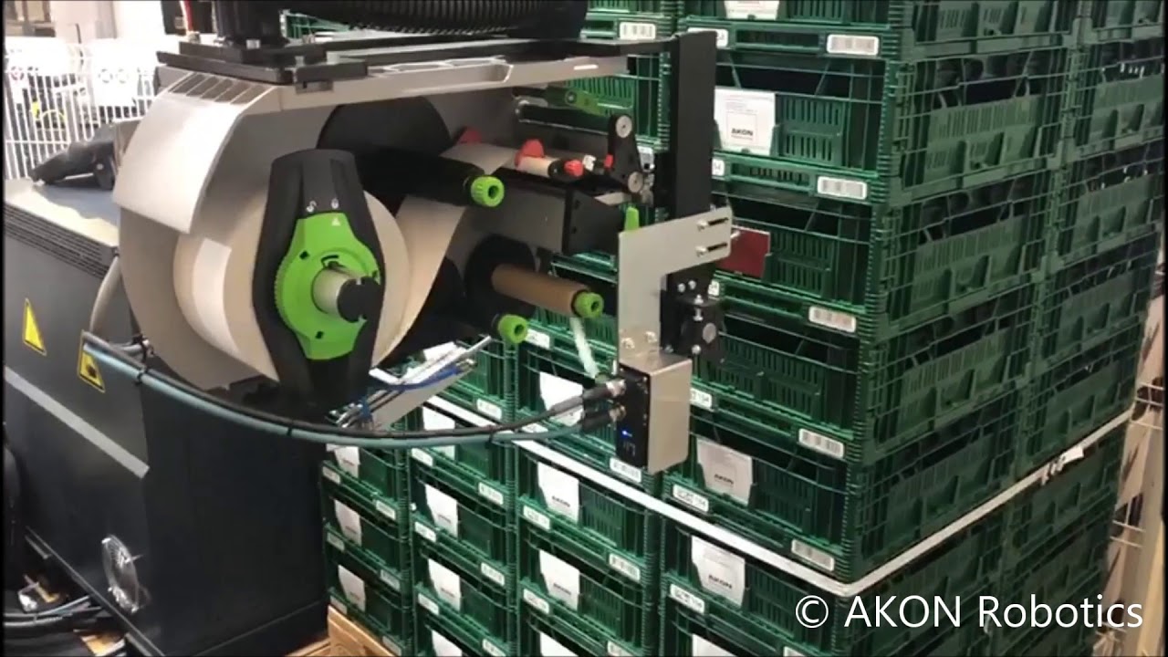 EuroPool plastic crates - labels Fully automatic labeling - YouTube