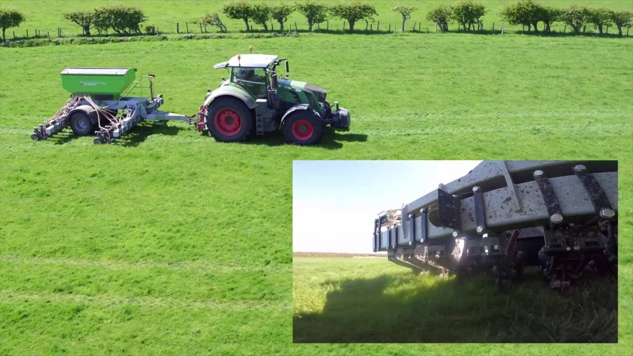 Cross Slot & Fendt 828 direct drilling kale into grass - YouTube