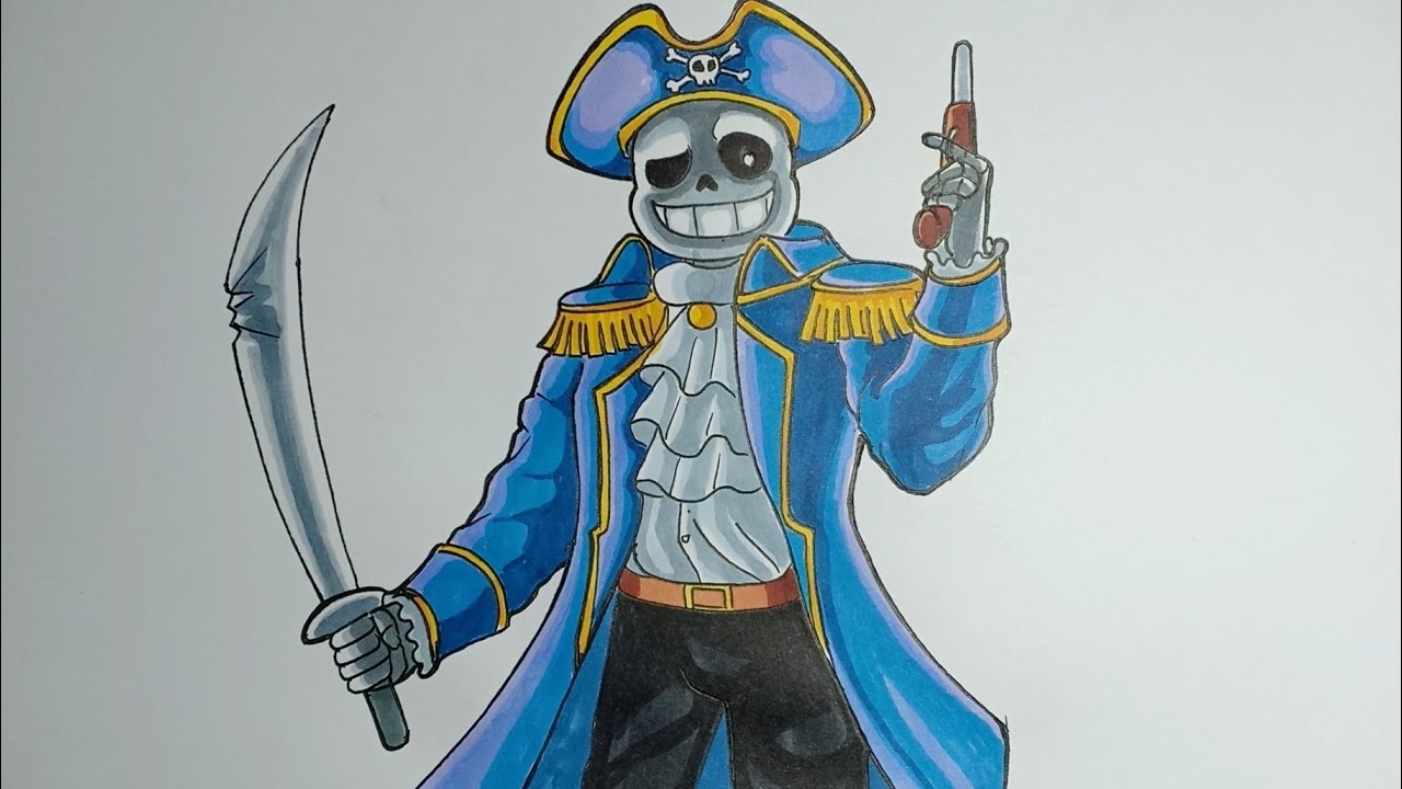 How To Draw Pirate sans UNDERTALE Cách Vẽ Sans Hải Tặc Siêu Mới - YouTube