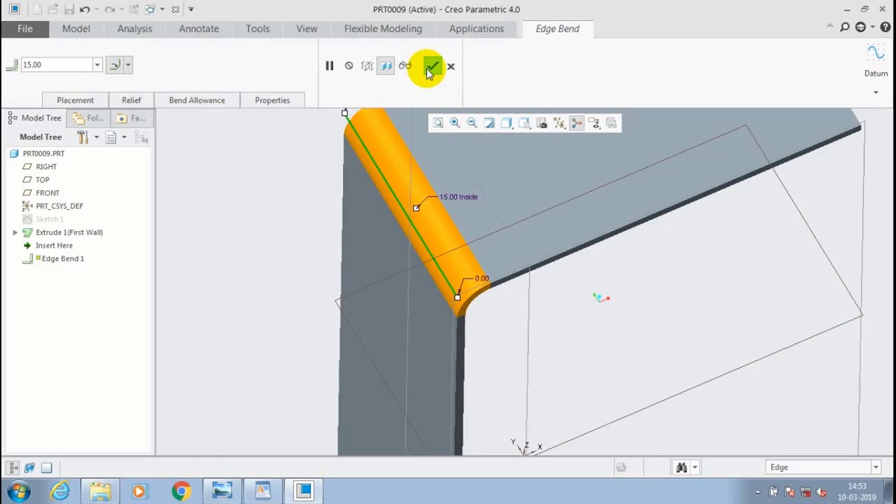 Session 37 Bend Unbend Flatten Edge Bend | CREO - YouTube