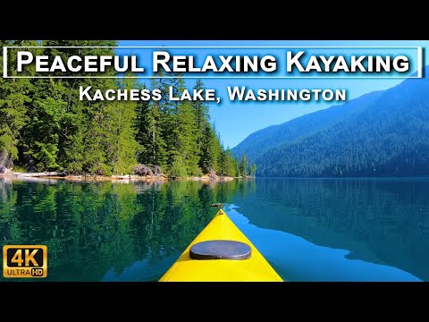 Peaceful Relaxing Kayaking - Kachess Lake, WA. Paddling, Birds, Wind, Rivers, Waterfalls, Mountains