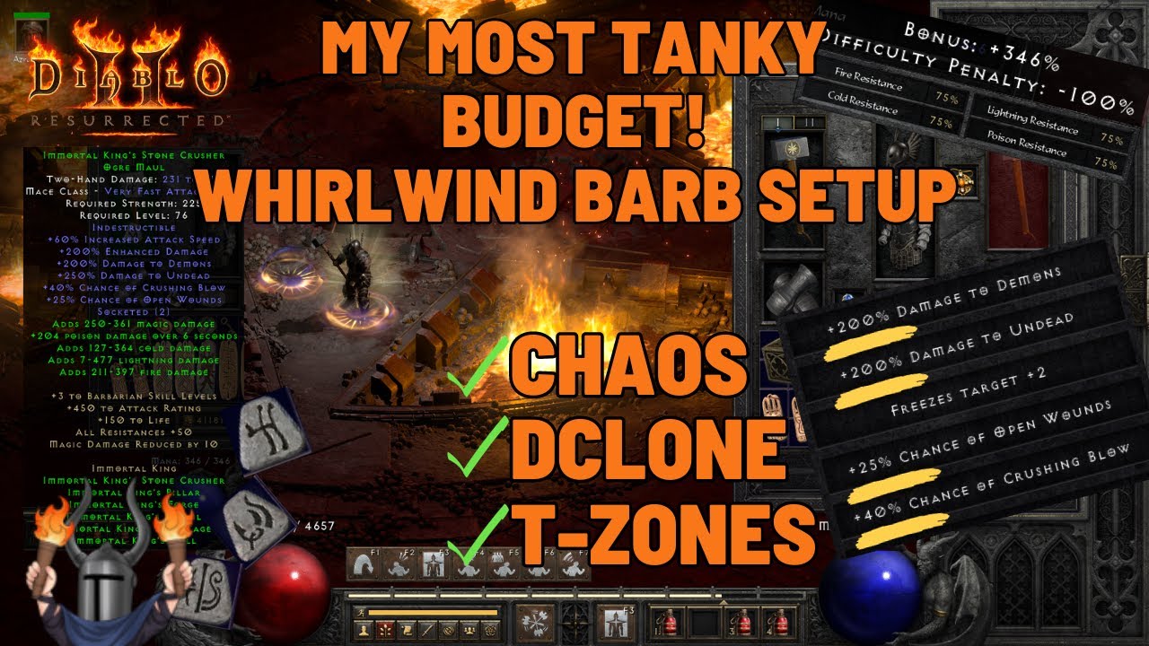Diablo 2 Barbarian Guide: BUDGET WHIRLWIND | FULL SET | CHAOS RUNS ...