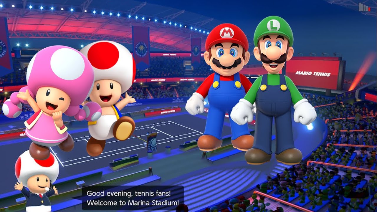Mario Tennis Aces Toadette And Toad Vs Mario And Luigi Youtube