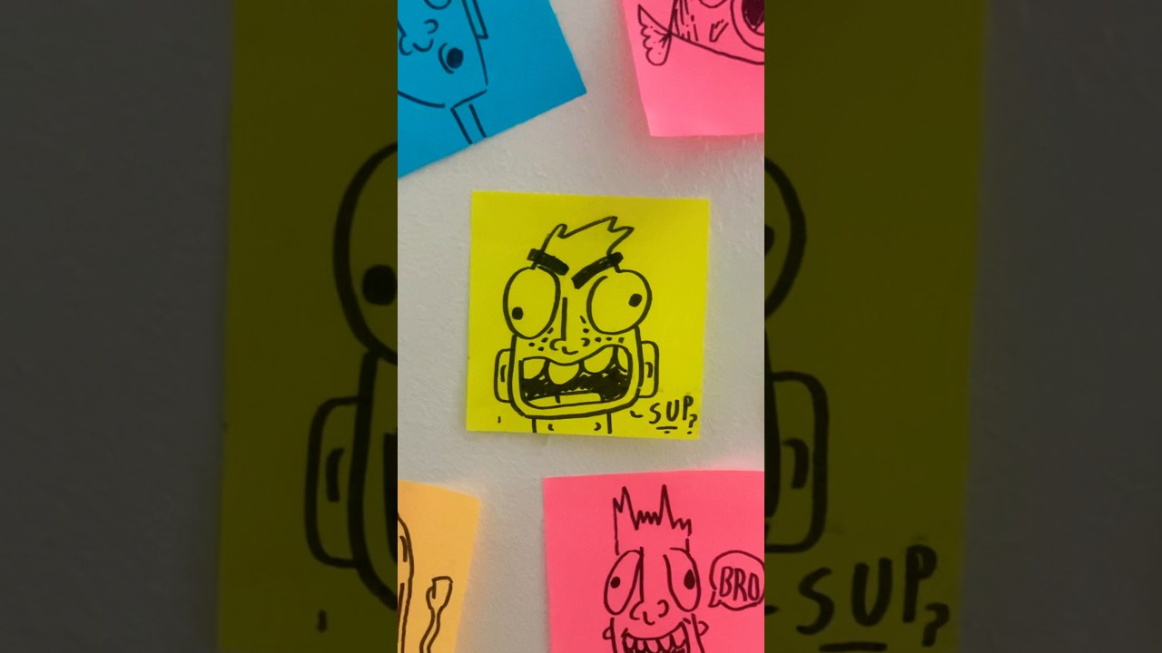 EPIC DRAWING ON STICKY NOTE🔥#drawing #tutorial #art#subscribe #shorts ...