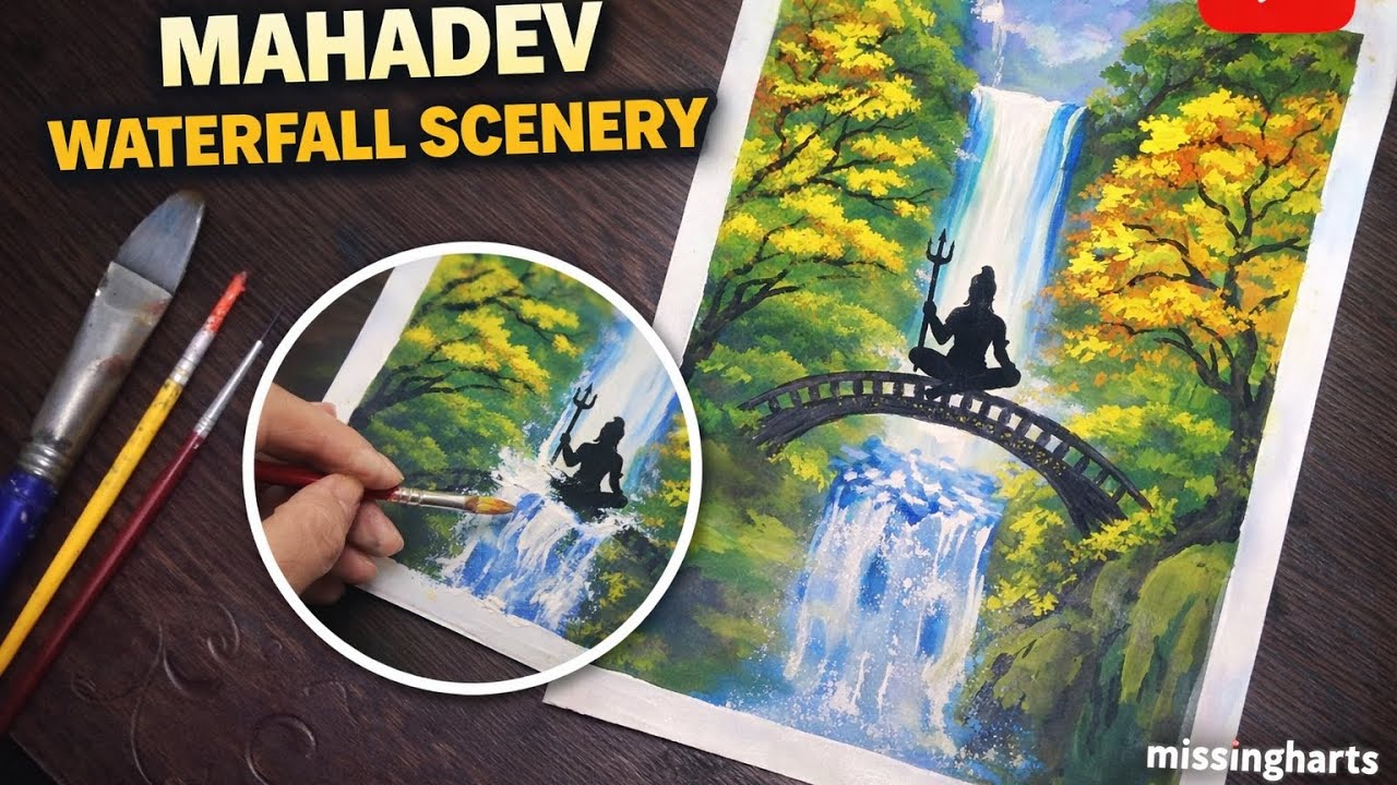 Beautiful Mahadev waterfall scenery Making | How to make Mahadev ...