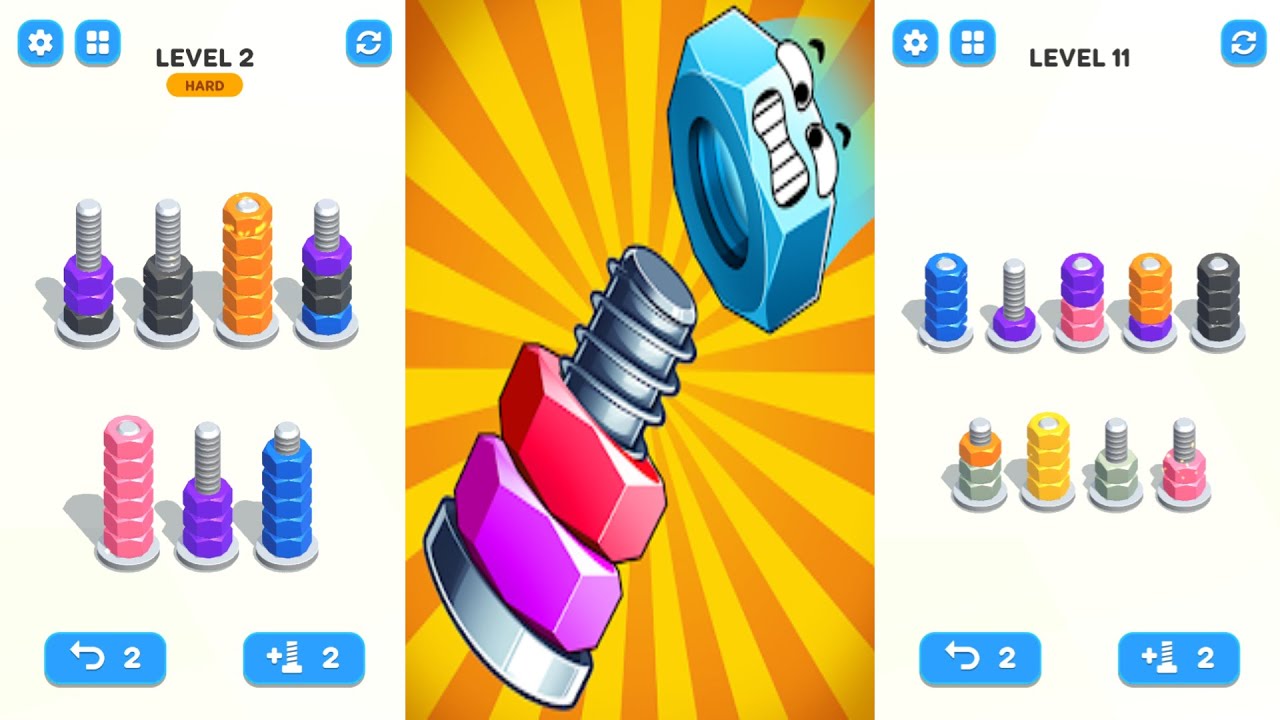 Nuts & Bolts, Color Screw Sort Gameplay Mobile Game Walkthrough All ...