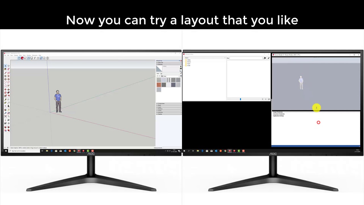 Unicorn Render Sketchup Plugin Tutorial Dual Screen layout - YouTube