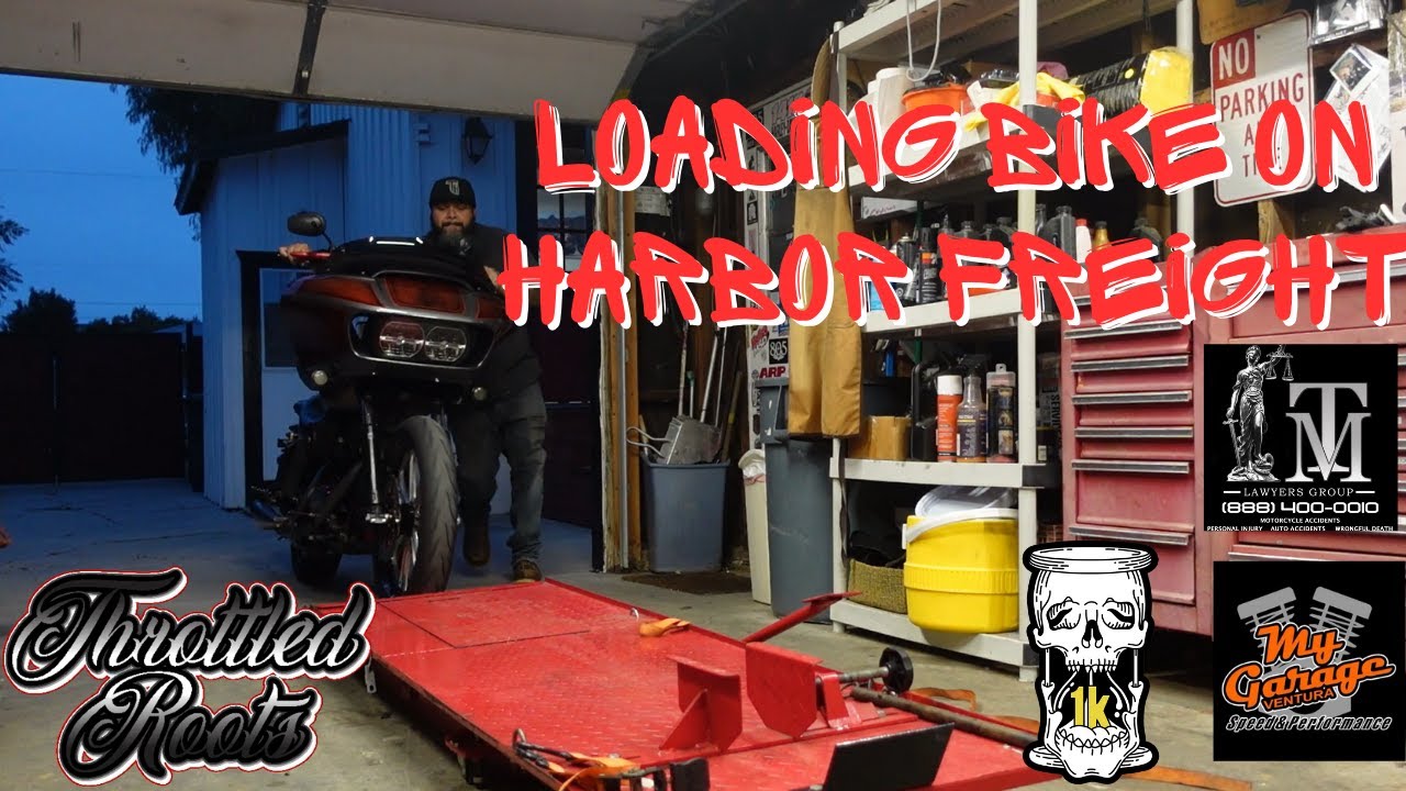 Loading Bike on Harbor Freight Motorcycle Lift - YouTube