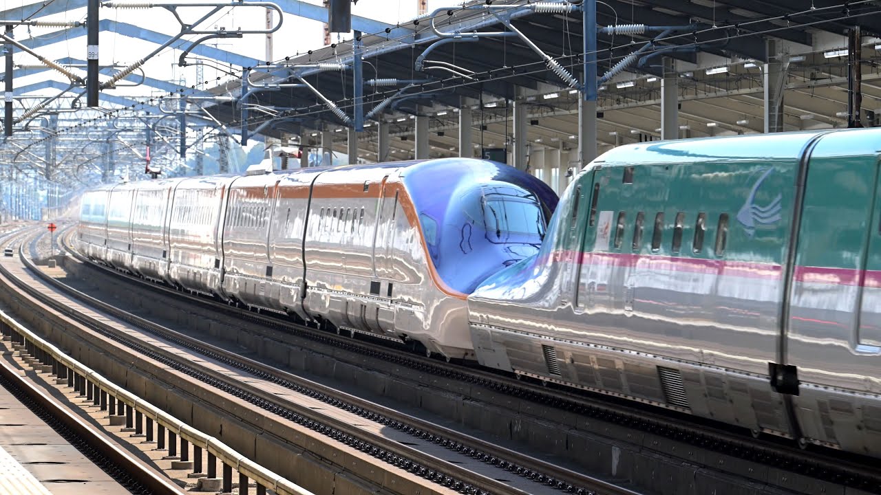E5系 幹セシU11編成+E8系 幹カタG1編成 東北新幹線 やまびこ124号+つばさ124号 東京行 那須塩原通過【4K】 - YouTube