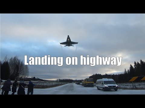 Wide POV Views Of F/A-18 Hornet Fighters Road Base Approach & Touch'n'Go - Finnish Air Force