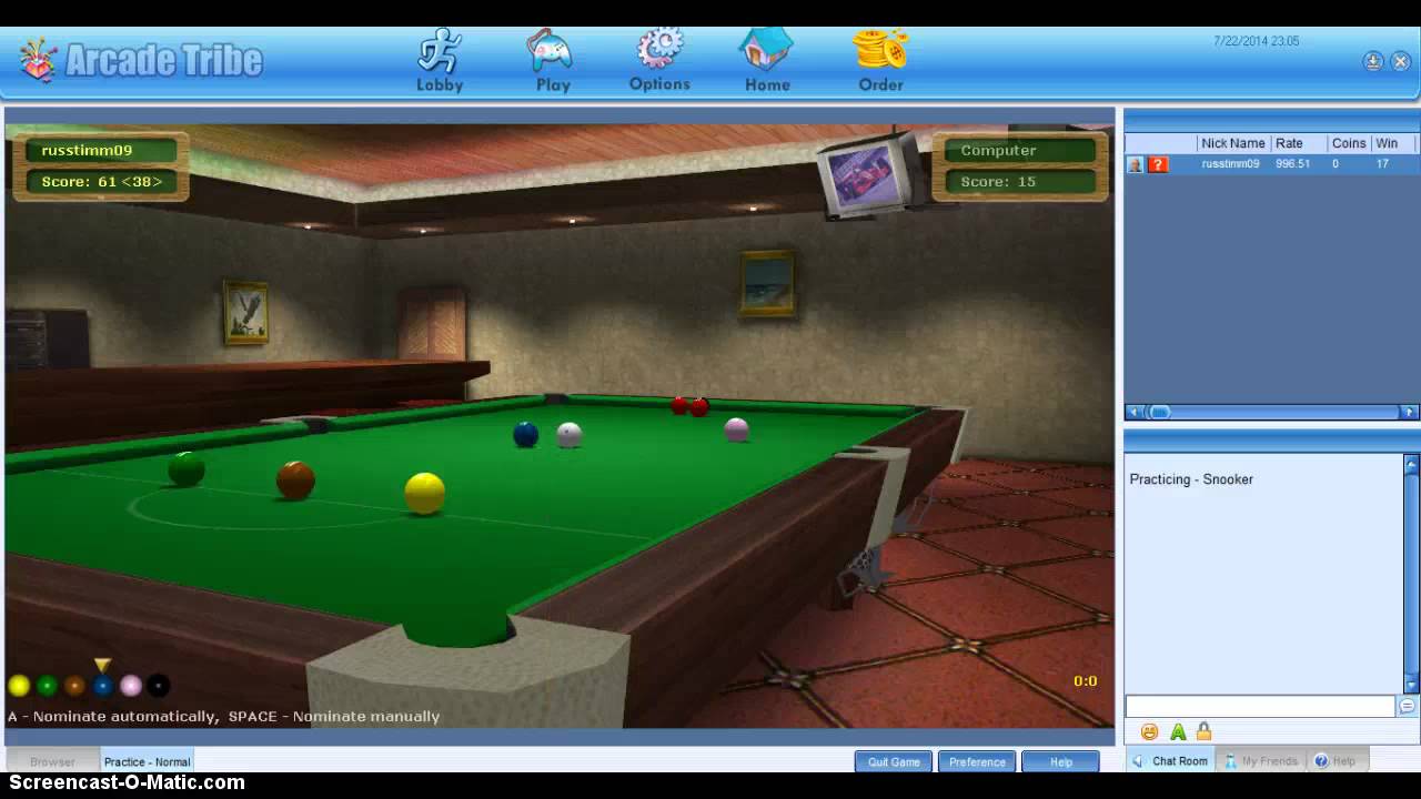 Arcade Tribe snooker with the computer - YouTube