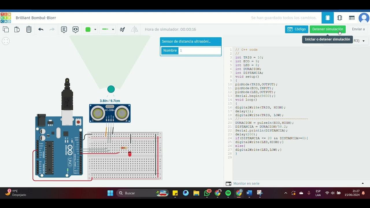 Montaje en el protoboard (Sensor ultrasónico HC-SR04) - YouTube