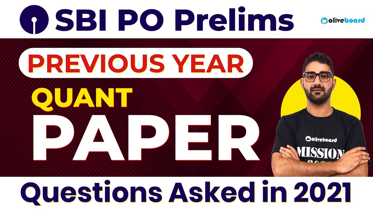 SBI PO Prelims Quant Previous Year Question Paper 2021 || SBI PO ...