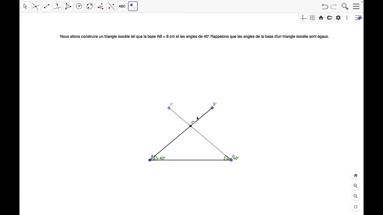 Tuto construire un triangle isocèle à partir de ses angles - Geogebra ...