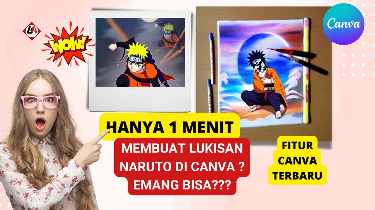 Tutorial Cara Membuat Gambar lukisan Anime Naruto di Canva | Canva text ...