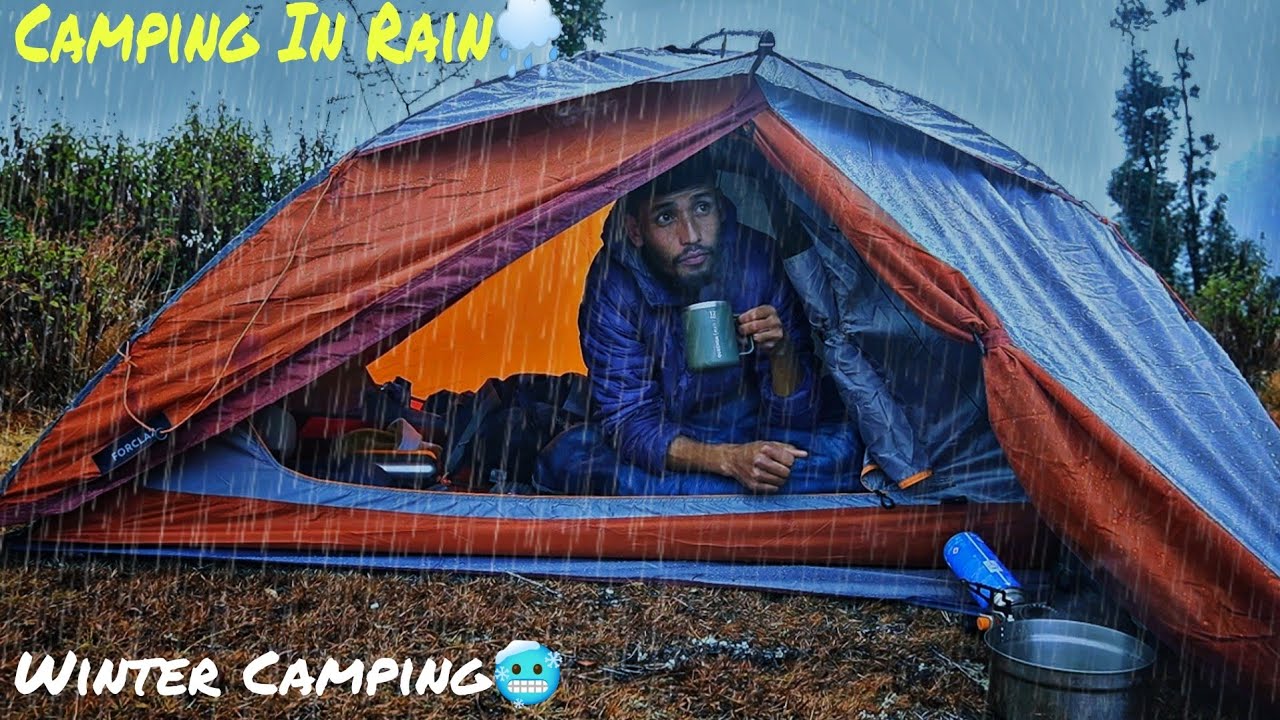 Solo Camping in Heavy Rain Storm | Overnight Winter Rain Camping ...