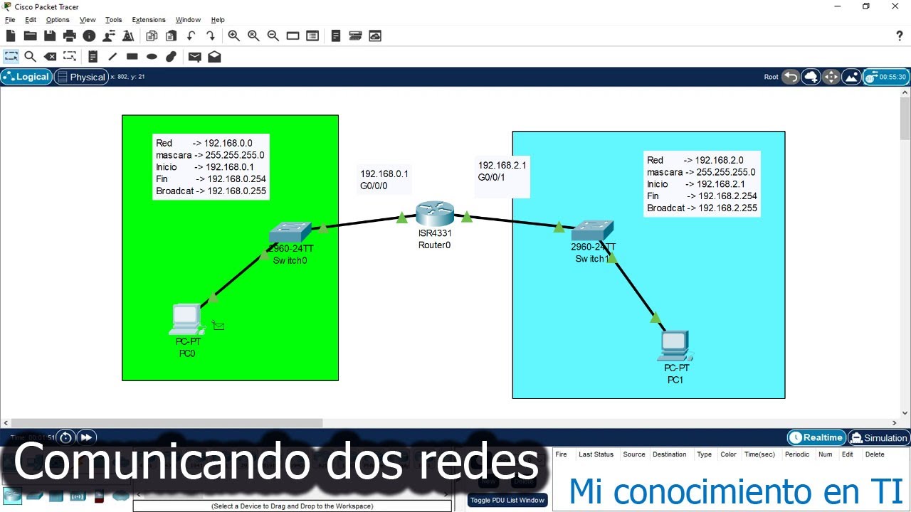 Como Comunicar dos redes con [ Cisco Packet Tracer ] [GUI] # ...