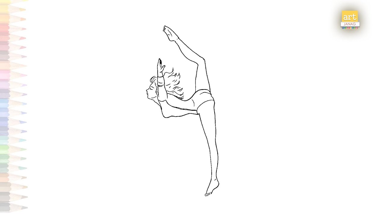 Gymnastic girl drawings video | Sports sketches easy | How to draw ...