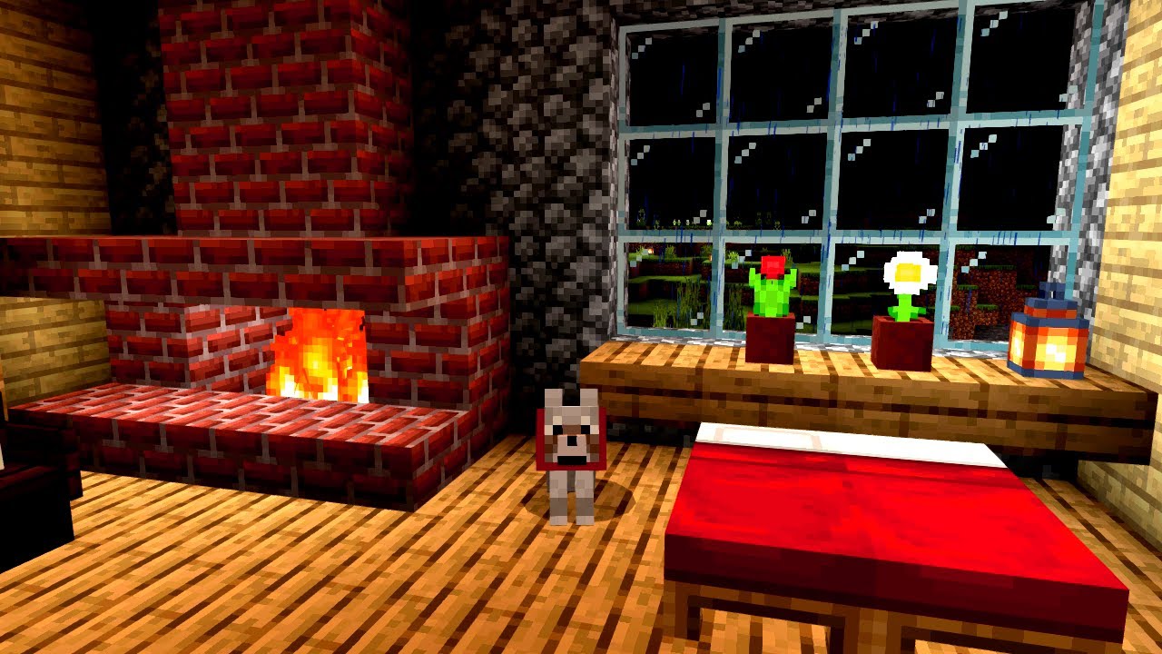 Minecraft Cozy Rain and Fireplace Sounds - 10 Hours - Sleep, Study ...