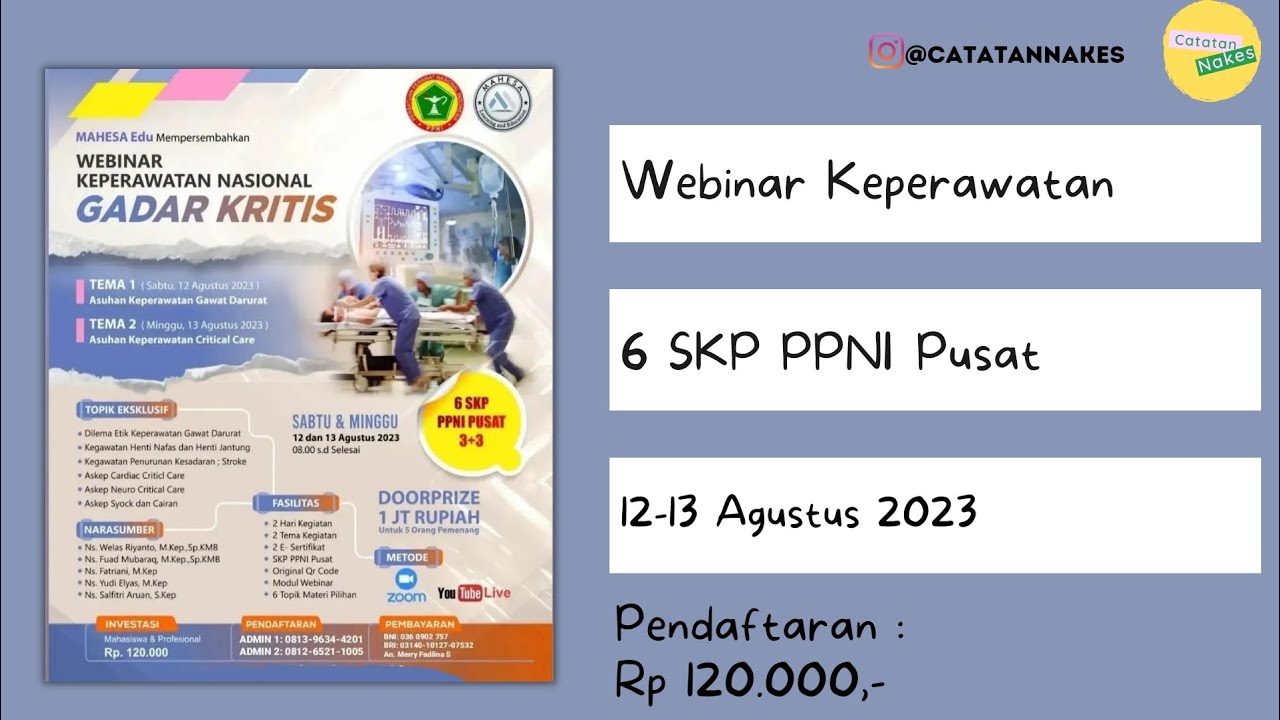 Webinar Keperawatan 6 SKP PPNI Pusat 12-13 Agustus 2023 - GADAR KRITIS ...