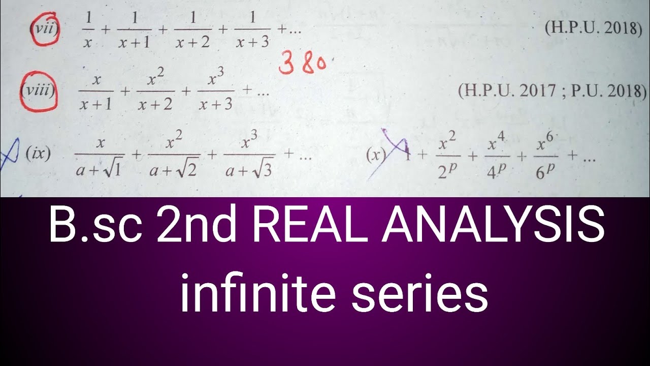 B.sc 2nd year | Real Analysis | infinite series | Ex-05 (viii) - YouTube