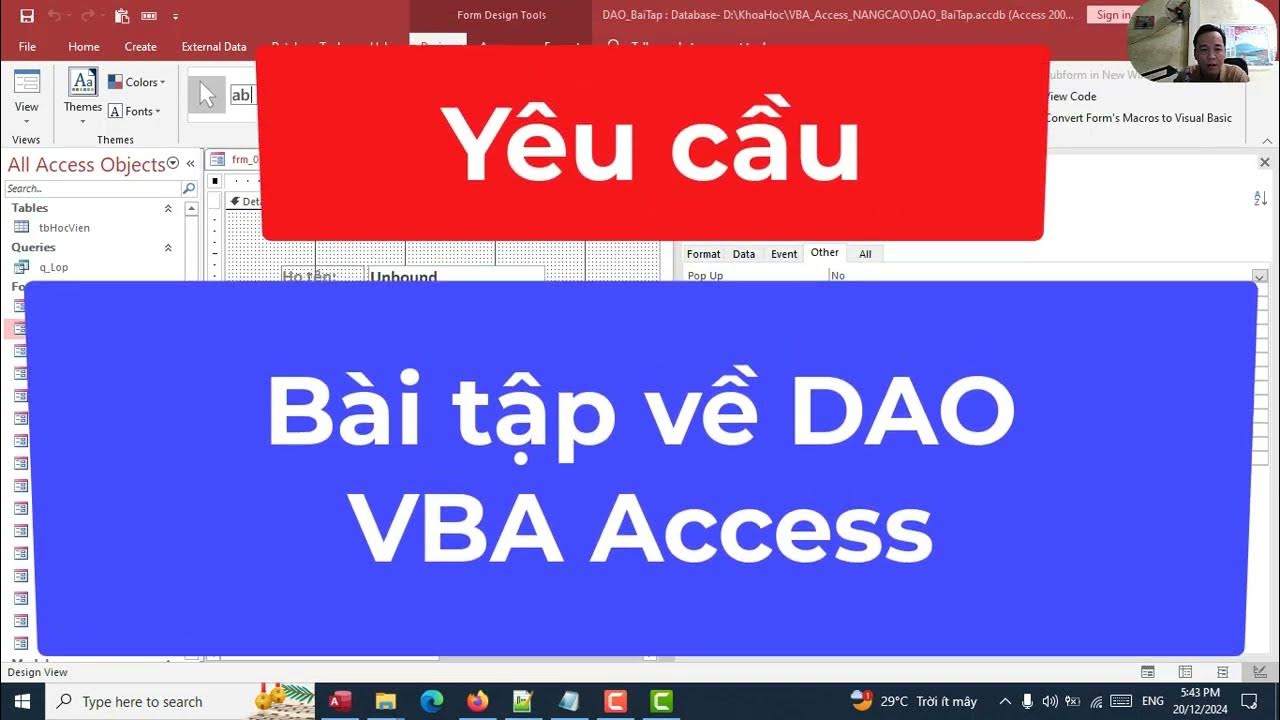 Bài tập ADO VBA Access - 02 - VBA Access nâng cao | NT Software - YouTube