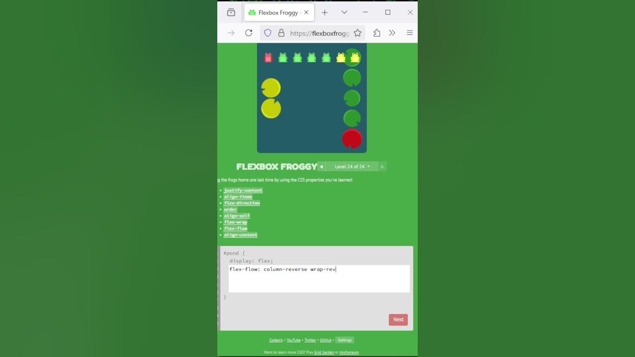Solve flexbox froggy Lvl 24 | #flexbox #css #programming - YouTube