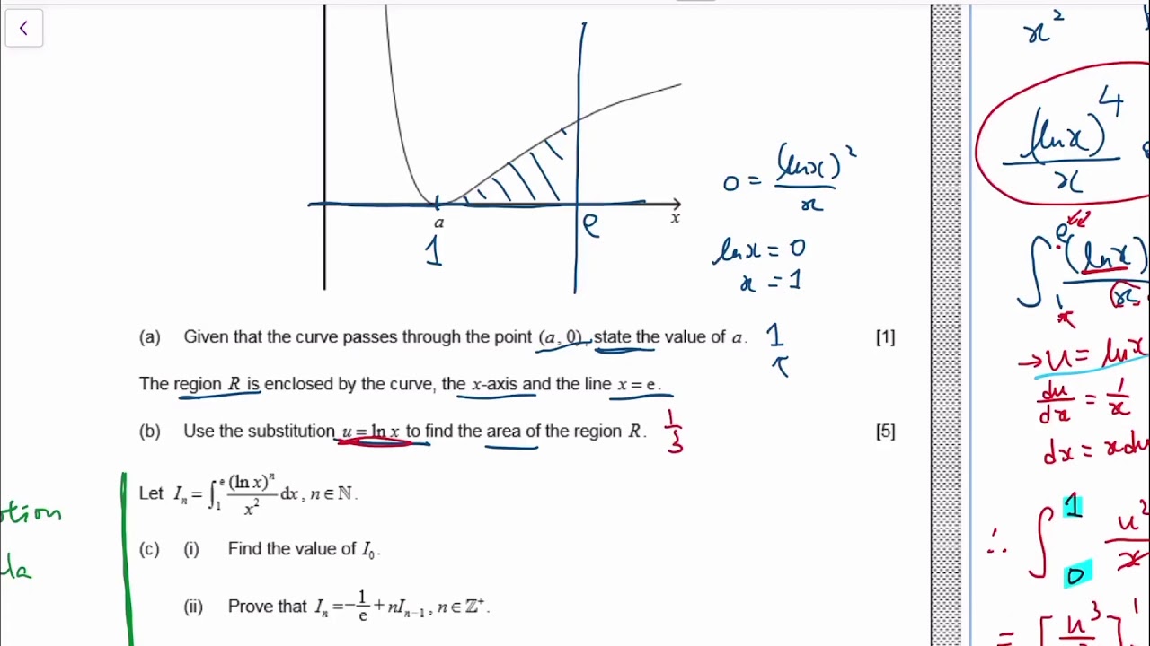 Reduction Formula demonstrated for IB HL AA maths ( and link to a free ...