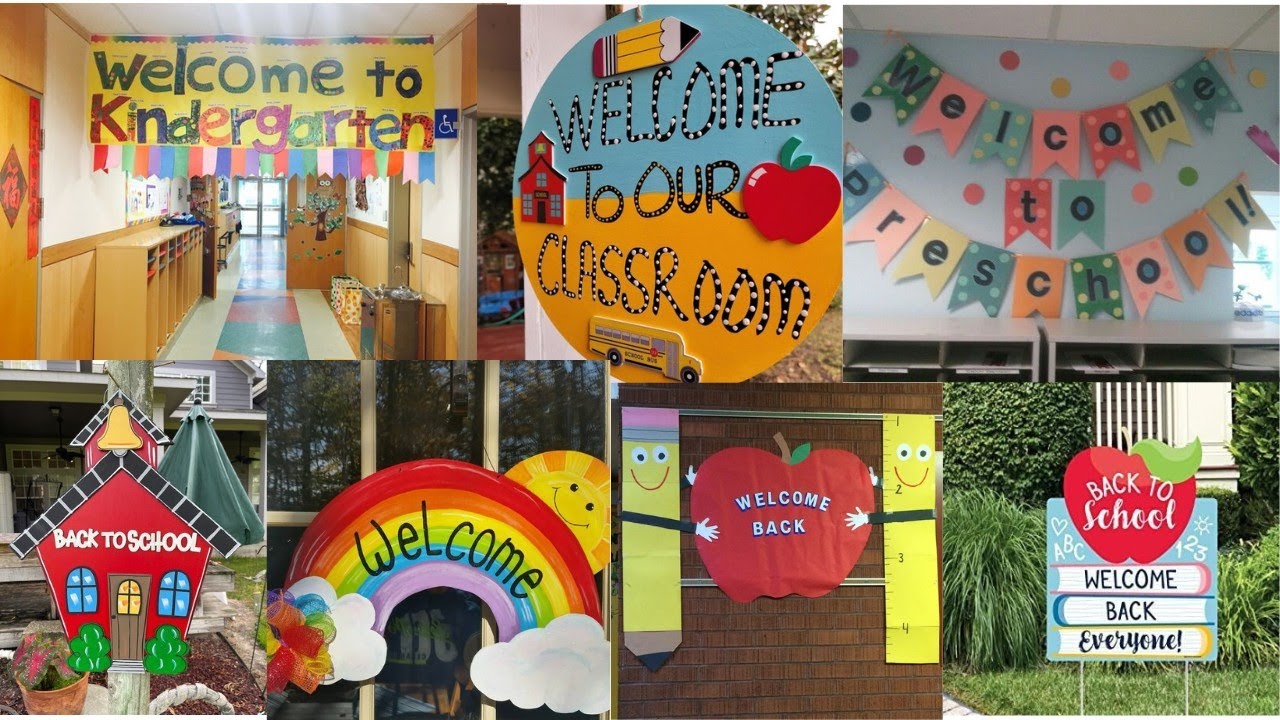 Welcome wall hanging Craft ideas for school/Welcome board decoration ...