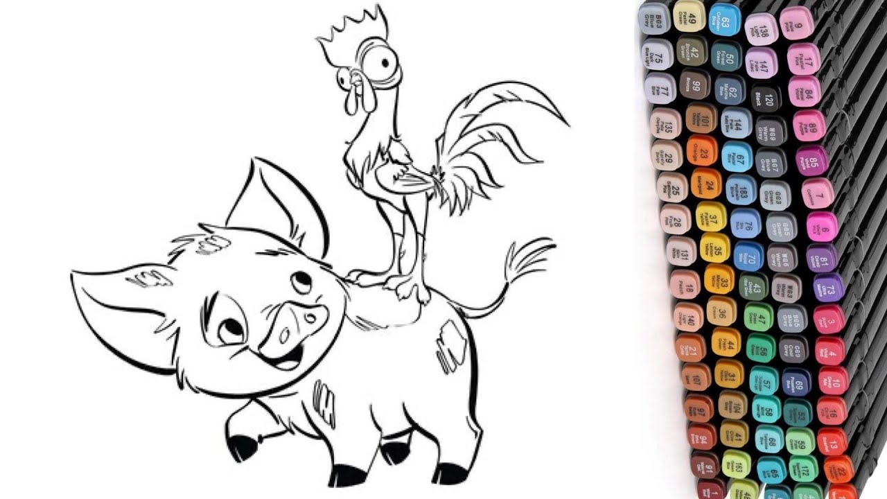 Hei-Hei and Pua Coloring Pages - YouTube