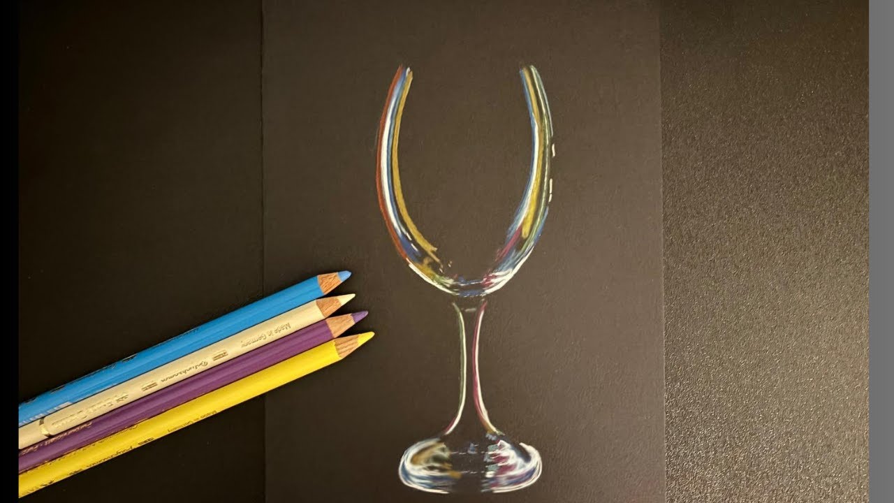 Colored Pencil Glass Drawing on Black Paper - YouTube