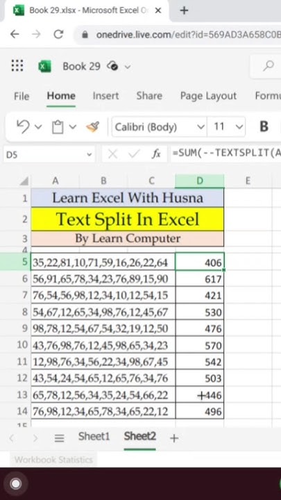Sum In Excel Textsplit In Excel Learncomputer Textsplit Sum Excel Exceltricks Shorts