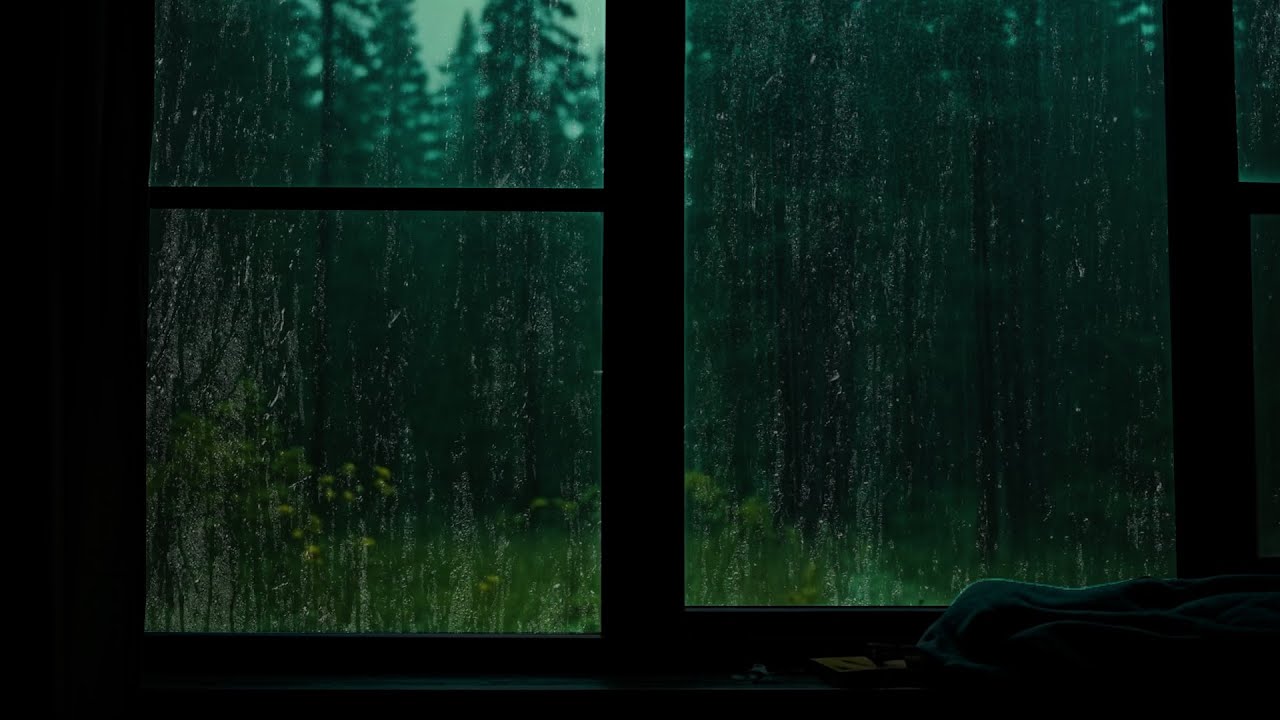 Tranquil Rain on Window with Stunning Forest Mountain View 🌧️🌲 ...