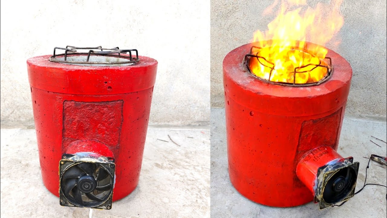 How to make a highly efficient wood stove with a fan | how to make ...
