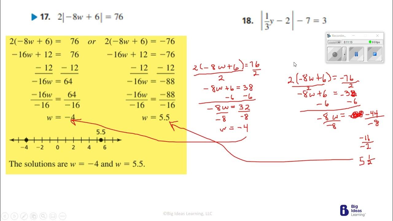 hw video for lesson 1 4; Solving Absolute Value Equations - YouTube