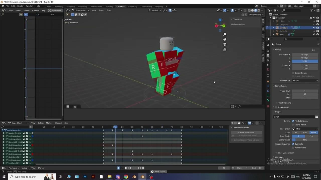 blender roblox walk animation (first blender animation) - YouTube