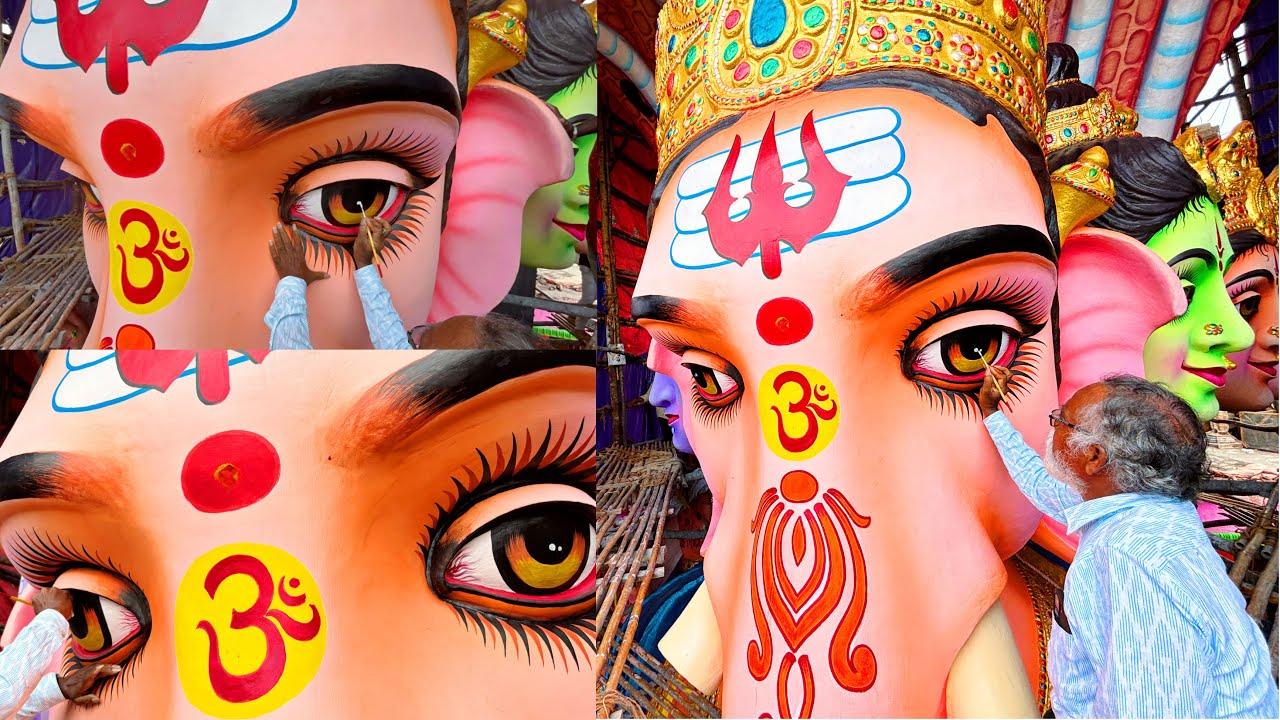 Khairathabad Ganesh Eyes Pooja Completed || Khairathabad Ganesh Netra ...