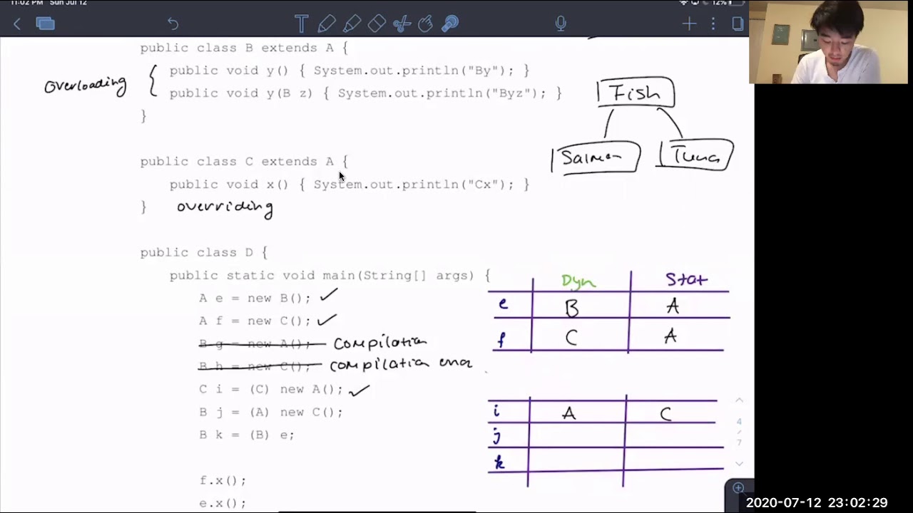 [CS61BL] [SU20] 4: Dynamic Type Selection & Inheritance - Q4&5 (Worksheet) - YouTube