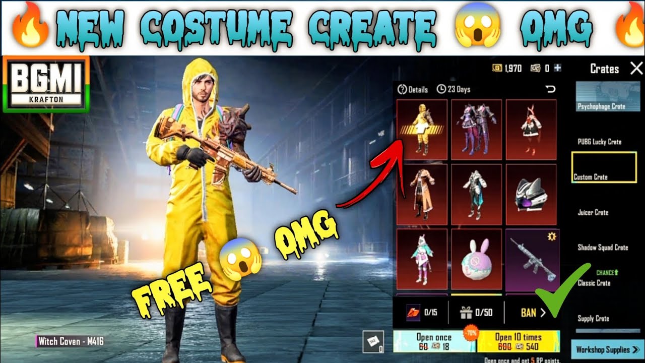 new costume create free uc BGMI 😱🔥 UPCOMING create opning 😱🔥 - YouTube