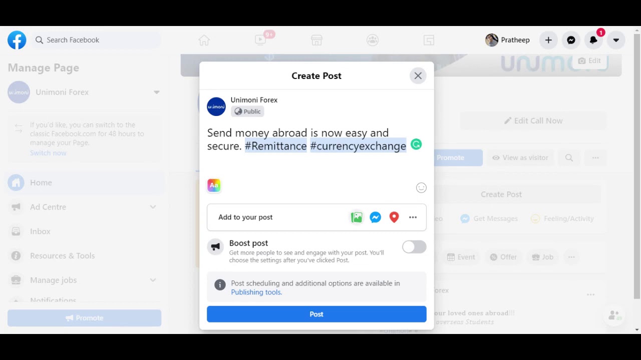 Creating Your First Post in Facebook Page - YouTube
