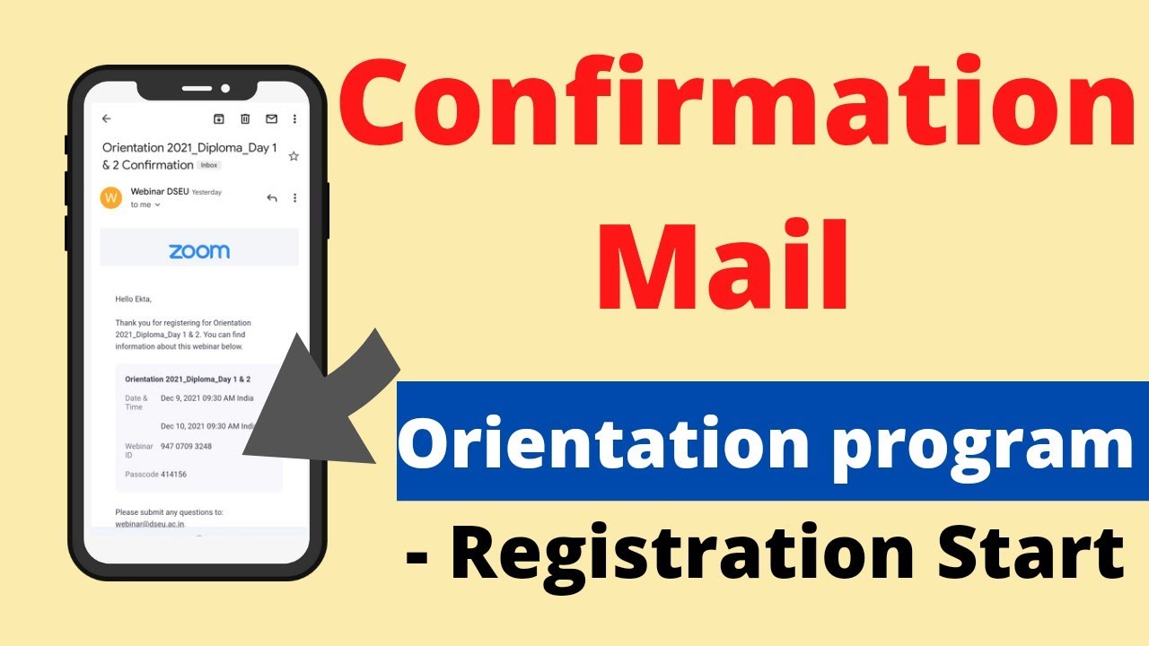 Confirmation Email Received | Orientation Program Mail | Registration ...