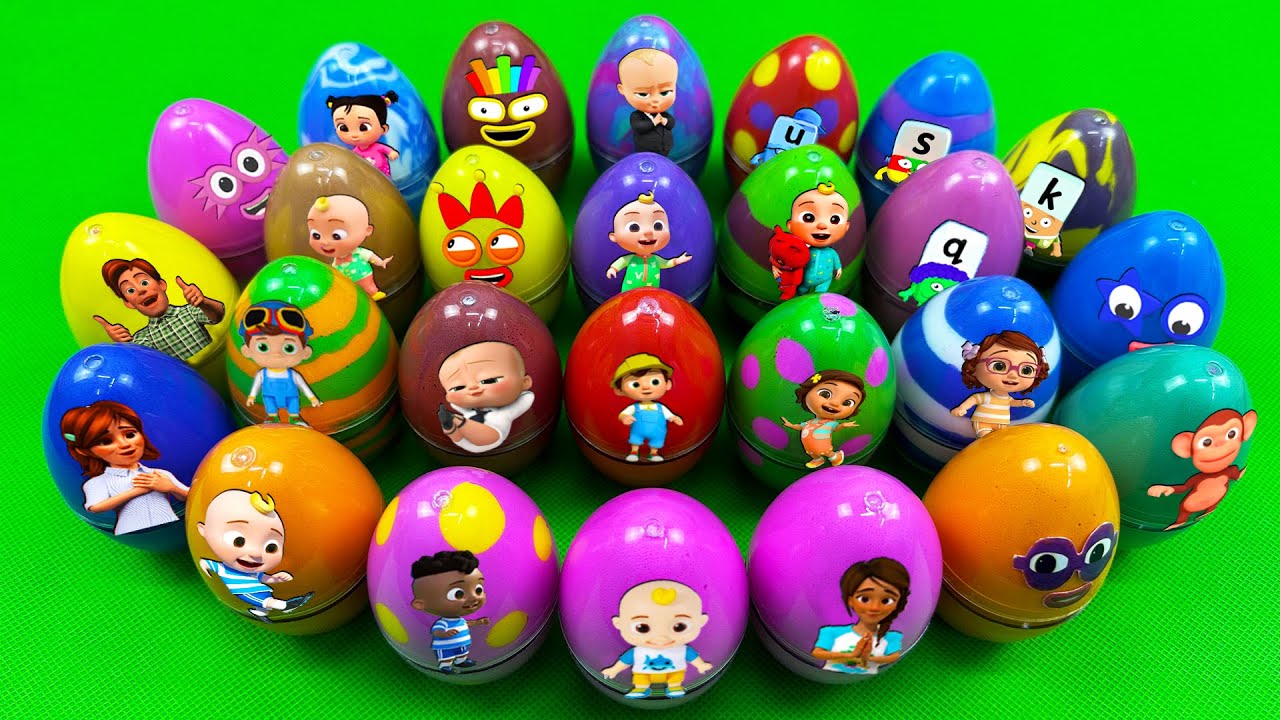 Rainbow Eggs SLIME: Digging Cocomelon Dinosaur Eggs with CLAY Coloring ...