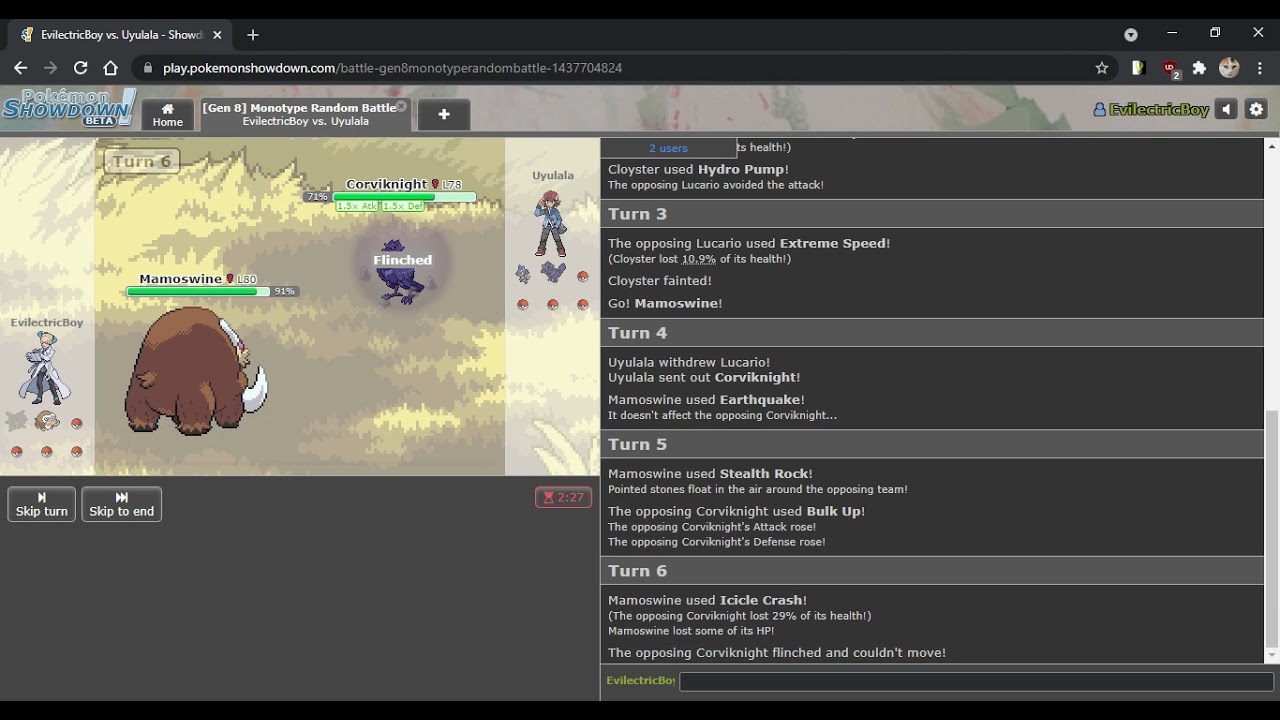 Pokémon Showdown! Gen 8 Monotype Random Battle [1] - YouTube