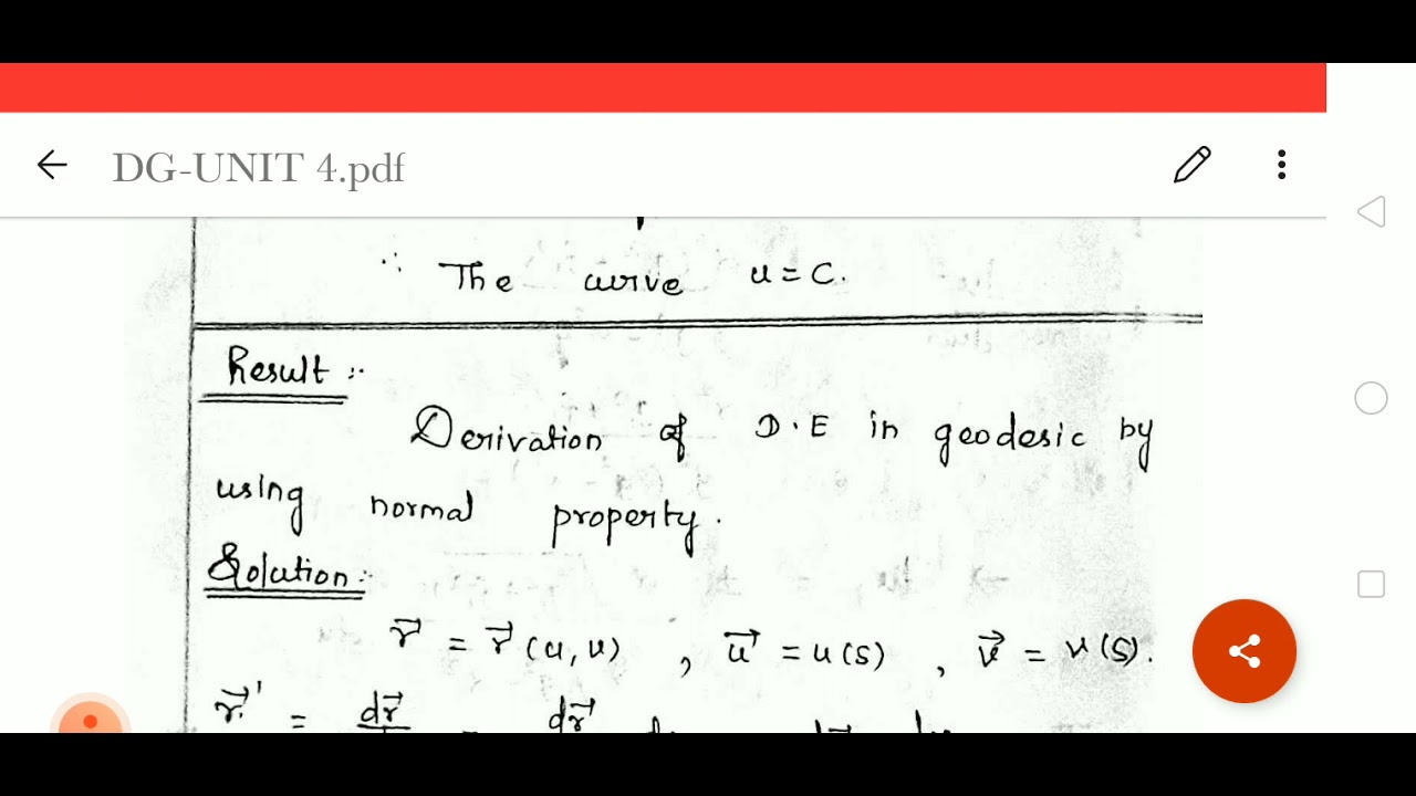 DG-Differential equations in geodesic using normal property - YouTube