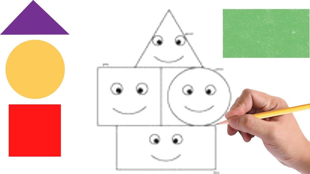 Circle square triangle rectangle colour drawing/drawing the shapes ...