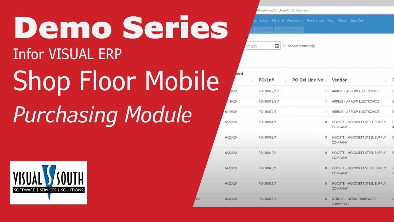 VISUAL Shop Floor Mobile - Purchasing Module - YouTube