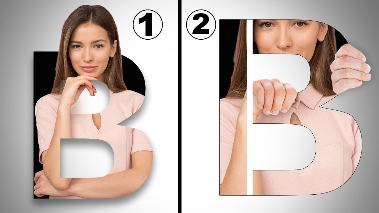 Girl Holding B Letter Portrait How To Mask Image In Text Photoshop Girl Holding B Letter Portrait How To Mask Image In Text Photoshop